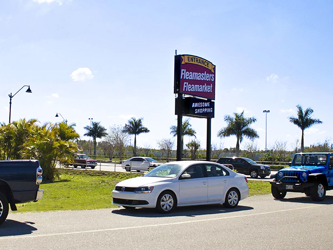 The welcoming entrance sign sets the stage for a day of browsing treasures beneath the Florida sunshine.