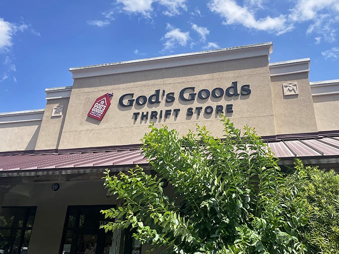 Well-maintained landscaping reflects the care taken inside - quality secondhand goods in a welcoming environment.