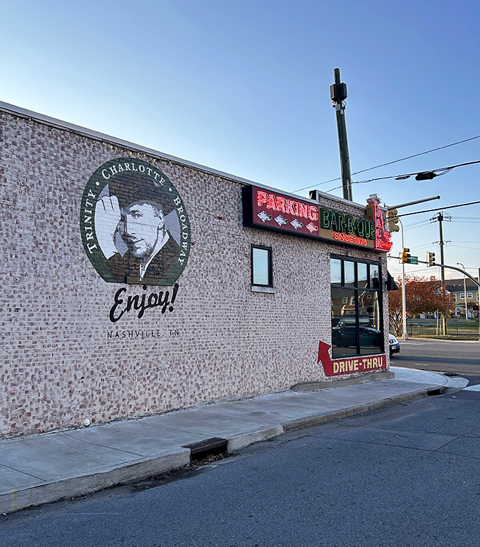 Nothing says "Nashville" like a hand-painted mural and neon lights promising barbecue. This is the real deal, a no-frills joint where the flavors do all the talking.