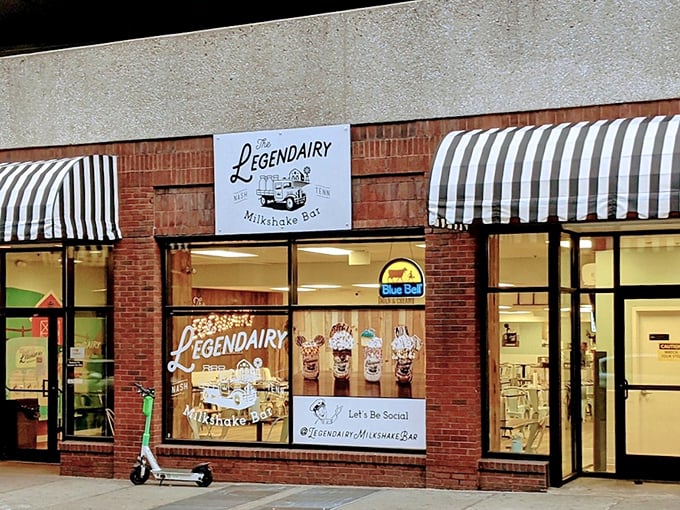 Black and white stripes never go out of style, especially when they frame legendary Nashville milkshakes.