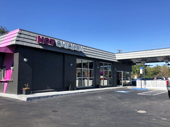 LoveBird's modern black exterior houses chicken so good it's practically ready for its close-up.