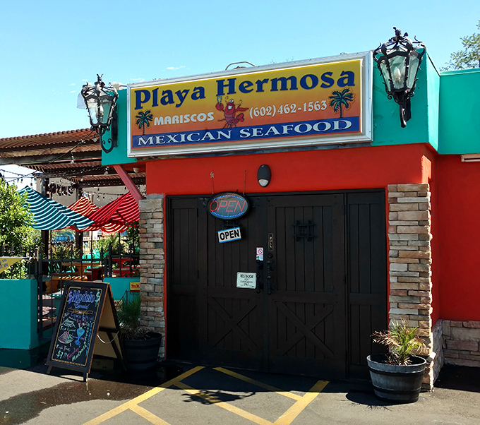 This festive facade with ornate lanterns promises Mexican seafood celebrations that'll make your taste buds dance.