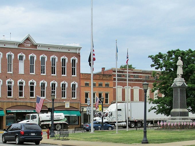 This bird's-eye view reveals how Millersburg's neighborhoods spread outward from its historic core like ripples in a pond.