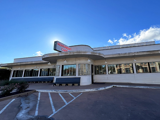 When architecture looks this good, you know the pancakes inside match the vintage charm outside.