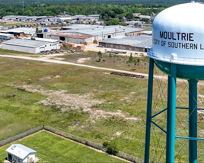 Moultrie's water tower stands sentinel over a town where Southern hospitality isn't just a saying&mdash;it's a way of life.