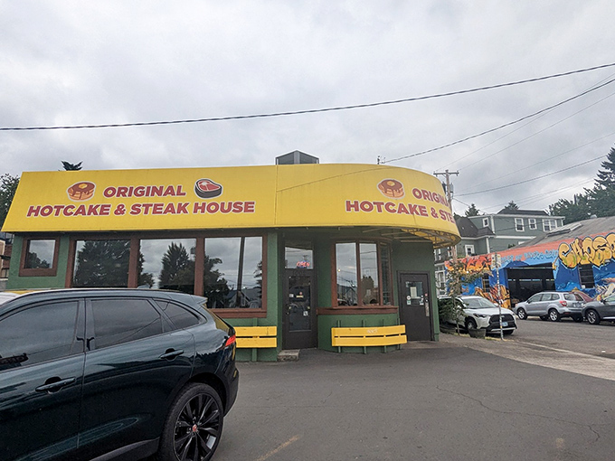 That retro color scheme promises breakfast that tastes like Saturday mornings from your childhood memories.