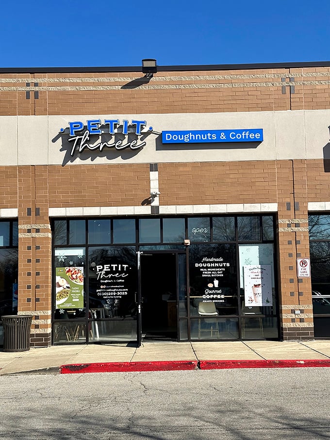Contemporary elegance meets donut craftsmanship at Petit Three. The clean lines of this storefront hint at the precision inside.