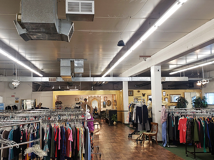 Racks of carefully selected clothing await new homes in this bright, airy secondhand boutique.