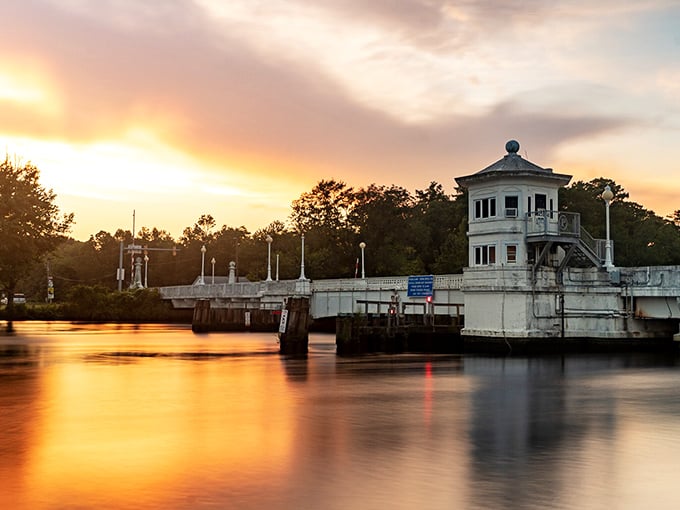 Sunset at Pocomoke River Bridge. At these housing prices, every retiree gets a million-dollar view.