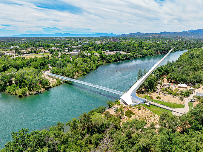 The Sundial Bridge floats over the Sacramento River like a piece of functional art - Calatrava meets California cool. 