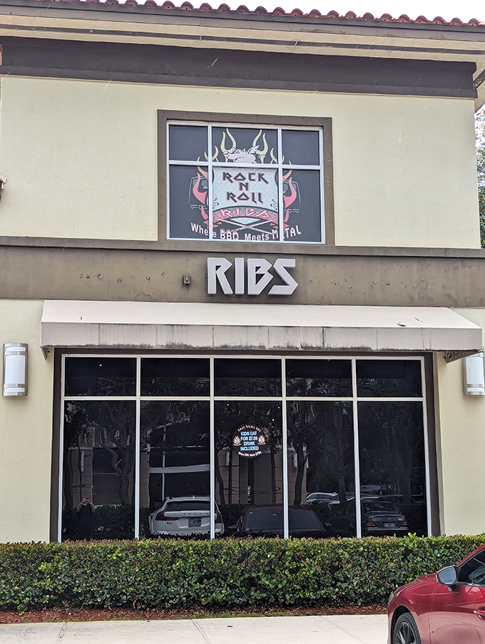 This functional storefront promises an experience where great ribs come with a side of rock vibes.