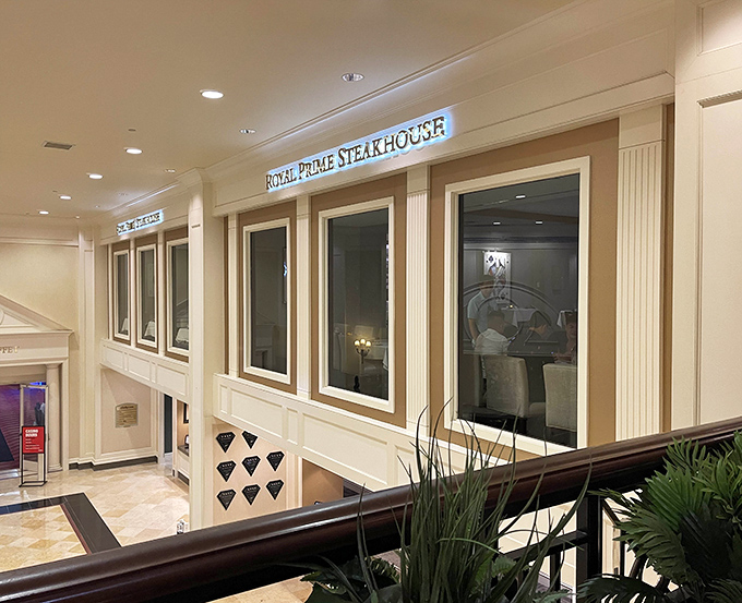 Looking down at Royal Prime from above feels like you've discovered the castle's secret dining hall.