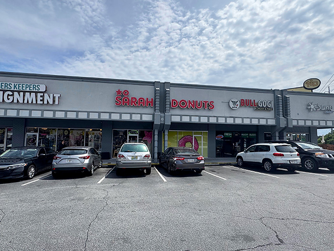 That massive pink donut on the window isn't subtle, but neither is the joy you'll feel biting into their fresh-made treats.