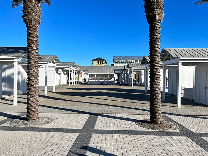 White buildings gleam under the Florida sun at Seaside &ndash; where beach town architecture got a master class in elegance.