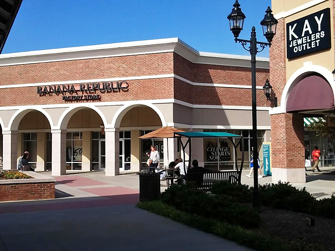 Elegant arches and designer storefronts prove that outlet shopping can look as good as it feels.