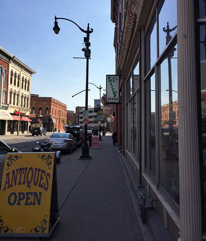 Bright yellow signs and historic architecture - the perfect recipe for a day of downtown antiquing adventures in La Crosse.