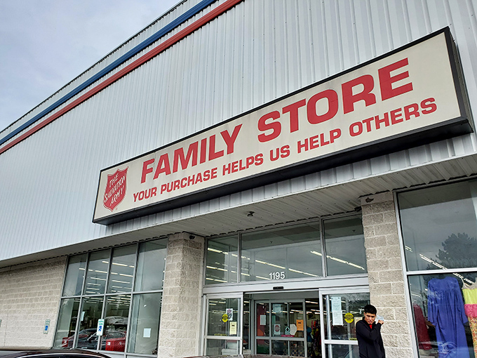 "Your purchase helps us help others"&mdash;shopping with purpose never looked so good at this massive Salvation Army store.