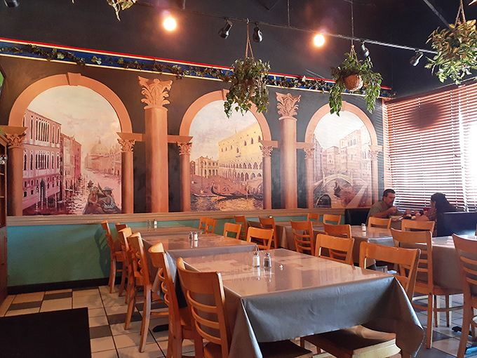 Those painted arches frame more than just dining tables - they frame pure happiness.