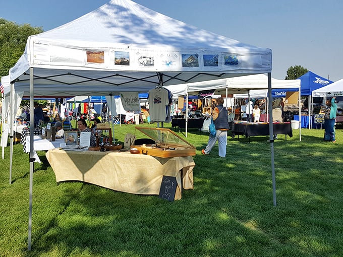 Under sunny skies, this parking lot becomes a community gathering spot where neighbors become friends.