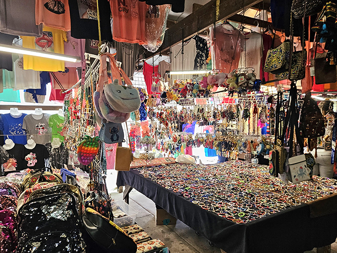 A kaleidoscope of colorful merchandise creates a treasure hunter's paradise. That perfect something is hiding in plain sight!