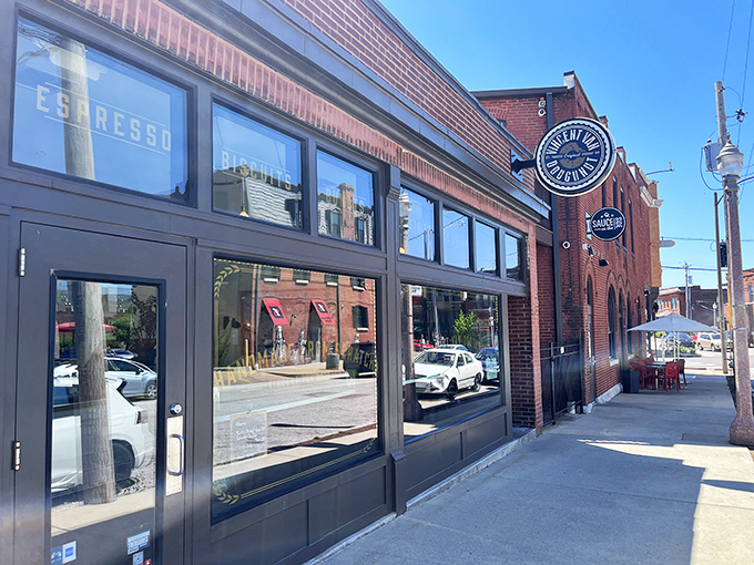 The sophisticated exterior of Vincent Van Doughnut promises pastries that are masterpieces in their own right.