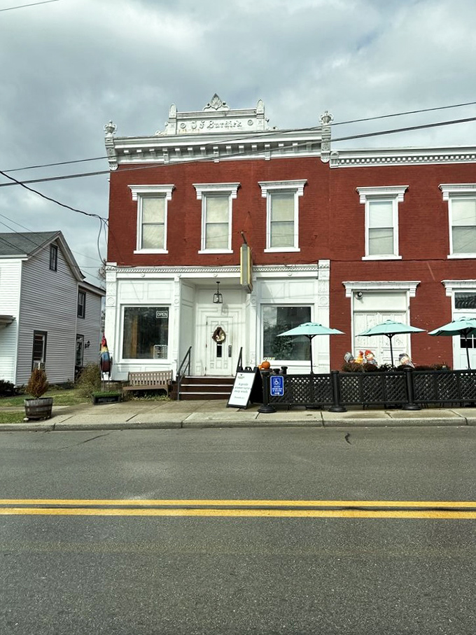 That proud American flag waves over a restaurant where Old World recipes meet Midwest hospitality perfectly.