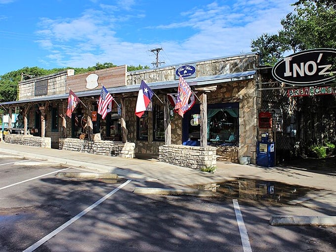 This artsy town square feels like a painter's palette come to life, vibrant and welcoming to all.