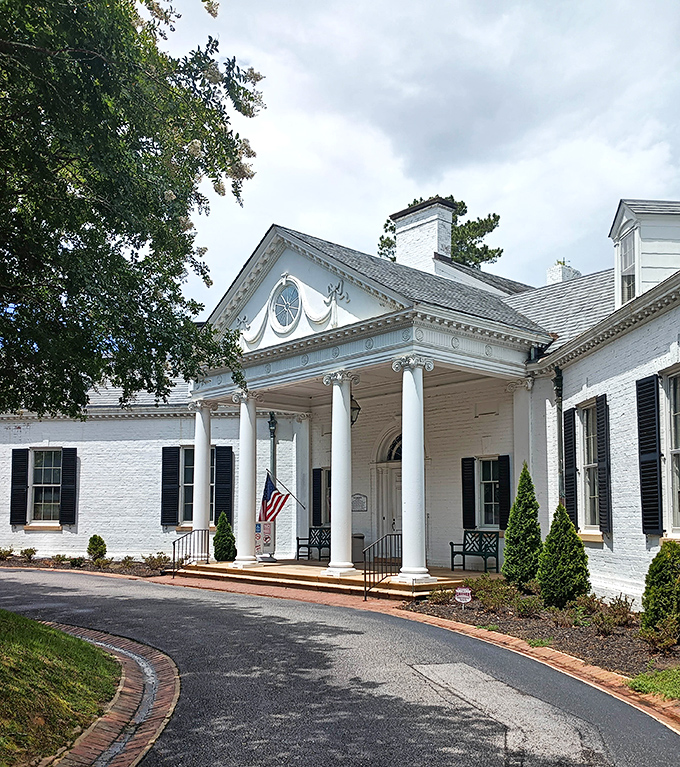 The Aiken County Historical Museum stands as a gleaming white testament to Southern architecture, columns and all, just begging for a mint julep.