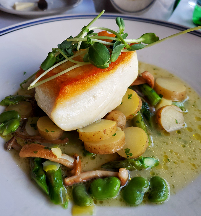 This halibut doesn't just sit on the plate&mdash;it presides over it, with vegetables and potatoes paying their delicious respects in a light broth.