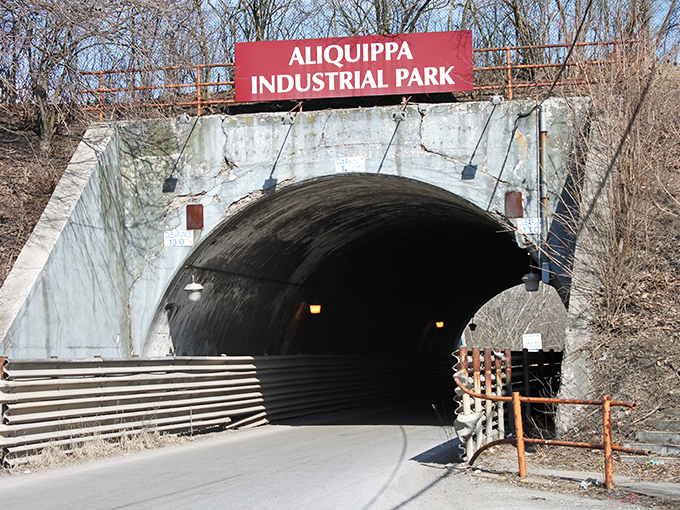 The Aliquippa Industrial Park tunnel feels like a portal to the town's manufacturing past. Half infrastructure, half time machine.