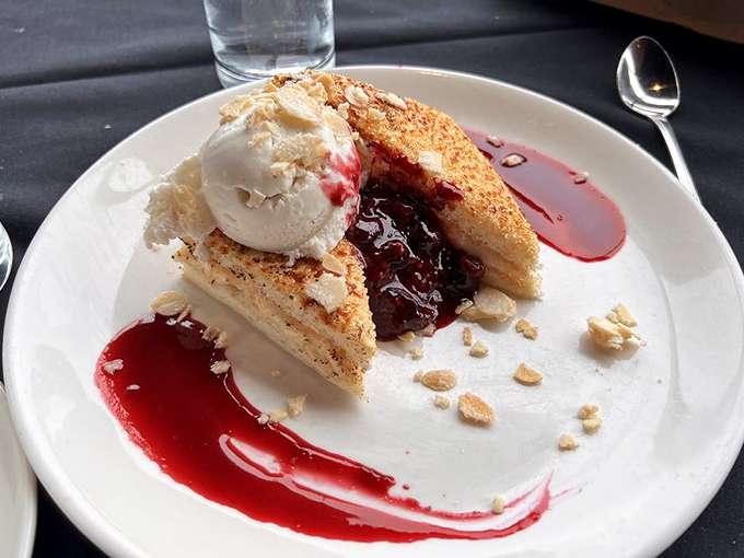 Dessert that makes you question why all grilled cheese isn't made with angel food cake. The berry compote adds that perfect sweet-tart balance.