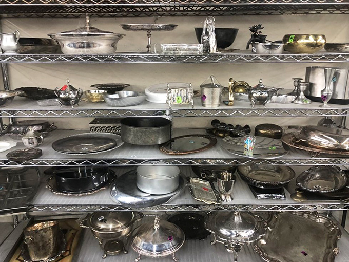 Silver treasures that would make your grandmother swoon. Each tray, bowl, and serving piece whispers of elegant dinner parties from decades past.