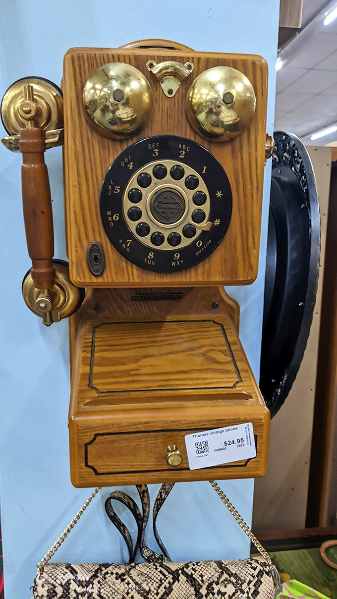 This vintage wall phone isn't just decorative&mdash;it's a time machine to when "hanging up" required actual hanging and "storage" wasn't measured in gigabytes.