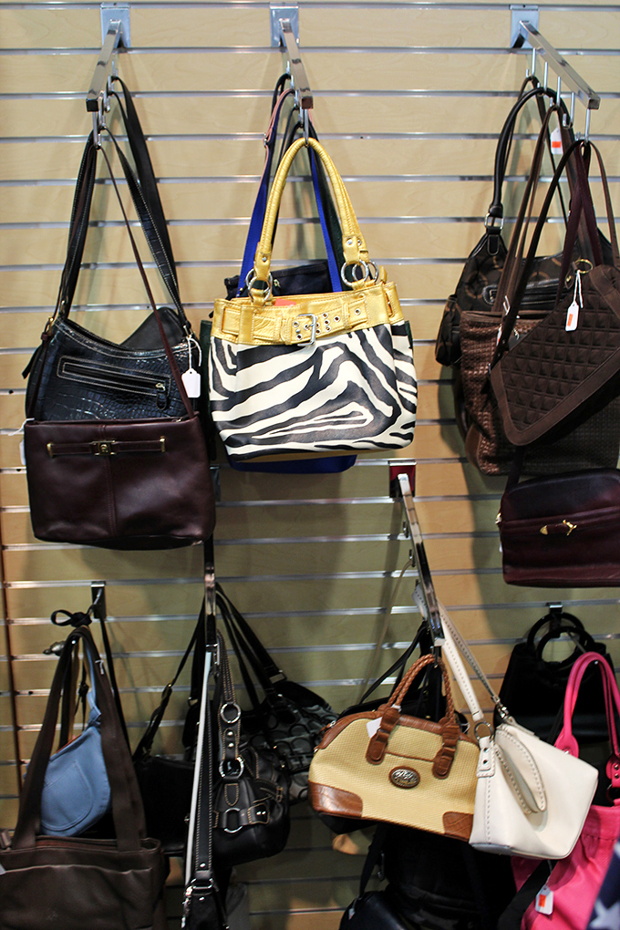 Handbag heaven! That zebra-print purse is practically begging to accompany you to your next bridge club meeting or wild night out.
