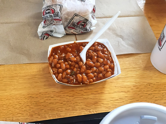 These aren't fancy heirloom beans with artisanal molasses&mdash;they're just perfect barbecue beans, sweet and savory, ready to complement that smoky pork.