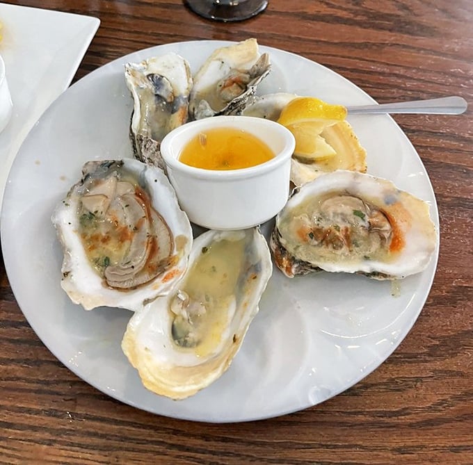 Baked oysters that look like they're auditioning for a seafood calendar&mdash;plump, glistening, and ready for their close-up before disappearing in one delicious bite.