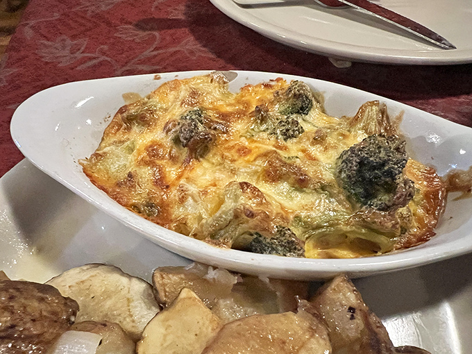 Broccoli and cheese casserole that somehow makes vegetables the star of the show – comfort food that your grandmother would approve of.