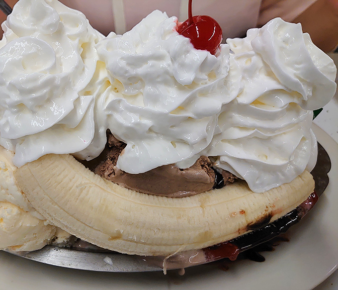 The banana split at Val's doesn't just satisfy a sweet tooth&mdash;it throws a party for it. Ice cream, whipped cream, and banana in perfect harmony.