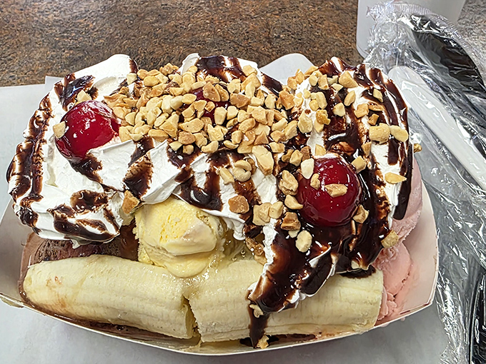 The banana split at The Beacon doesn't just satisfy your sweet tooth—it throws a full-blown carnival for it, complete with whipped cream fireworks.