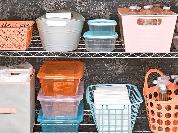 Storage solutions in every color of the pastel rainbow. Marie Kondo would approve of organizing your life for the price of a fancy coffee.