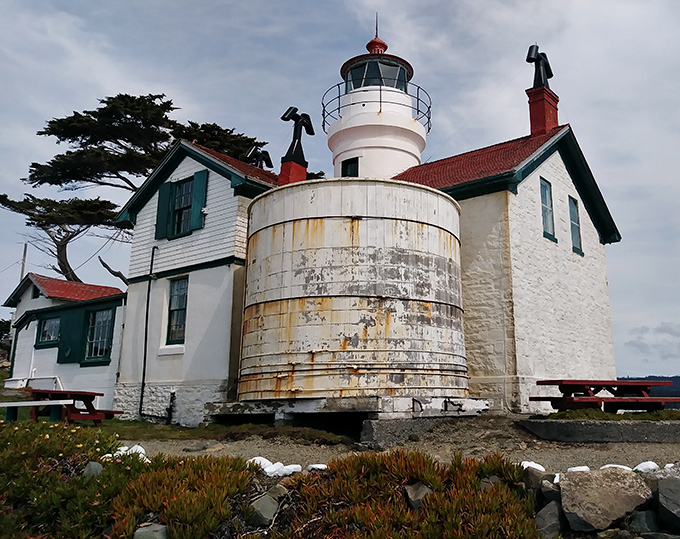 Battery Point Lighthouse stands sentinel on its rocky perch. Accessible only at low tide, this historic beacon has guided mariners since 1856&mdash;and now guides photographers to perfect sunset shots.