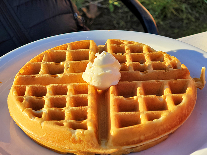 The perfect waffle doesn't exi&mdash; Oh wait, here it is! Golden, crisp exterior giving way to fluffy interior, crowned with a melting pat of butter.