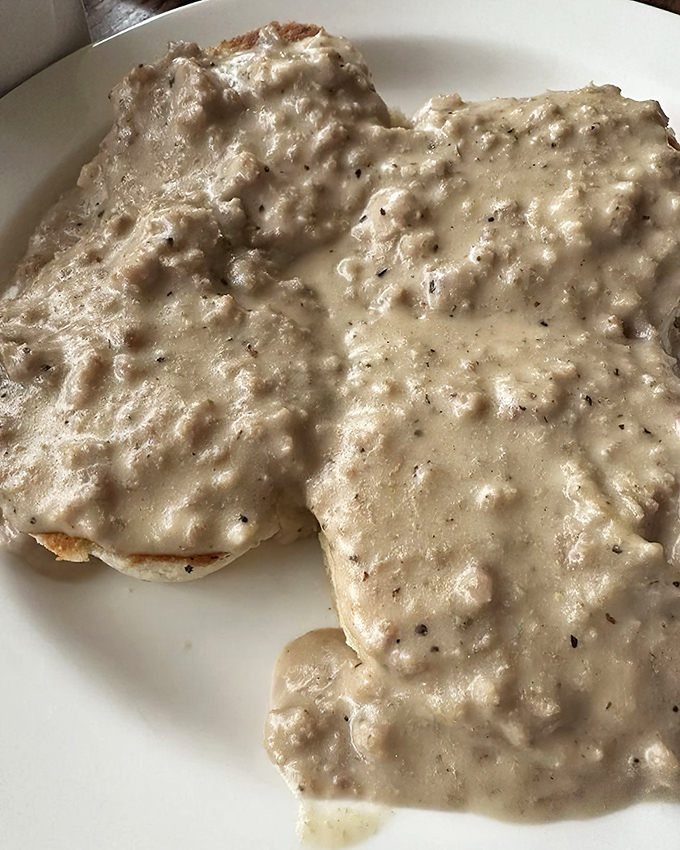 Biscuits swimming in a sea of creamy sausage gravy&mdash;the breakfast equivalent of a warm hug from your favorite grandma.