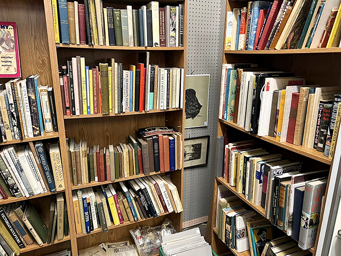 Literary treasures line these shelves, their spines telling stories before you even crack them open. Hemingway would approve.