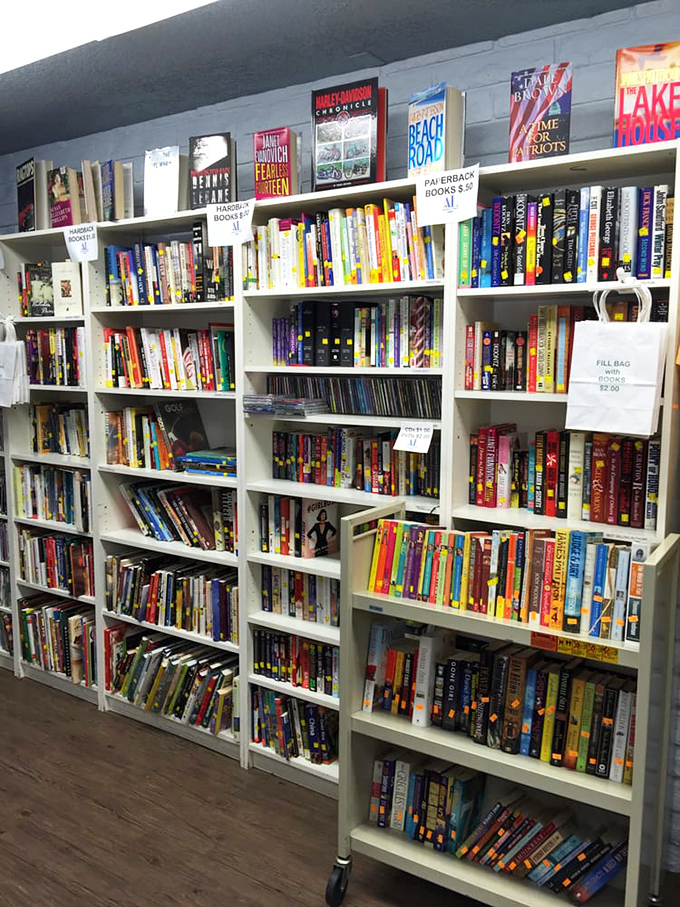 A bibliophile's paradise where paperbacks and hardcovers stand at attention, waiting to transport new owners to worlds unknown for pocket change.