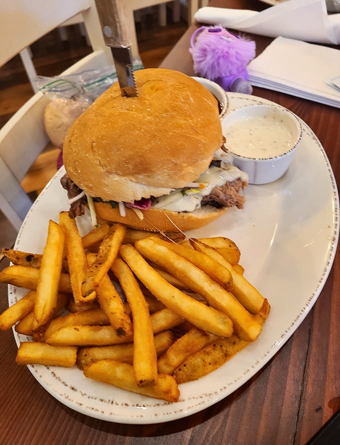 This isn't just a sandwich; it's a monument to patience. The cheese melts like your resolve when you're trying to save room for dessert.