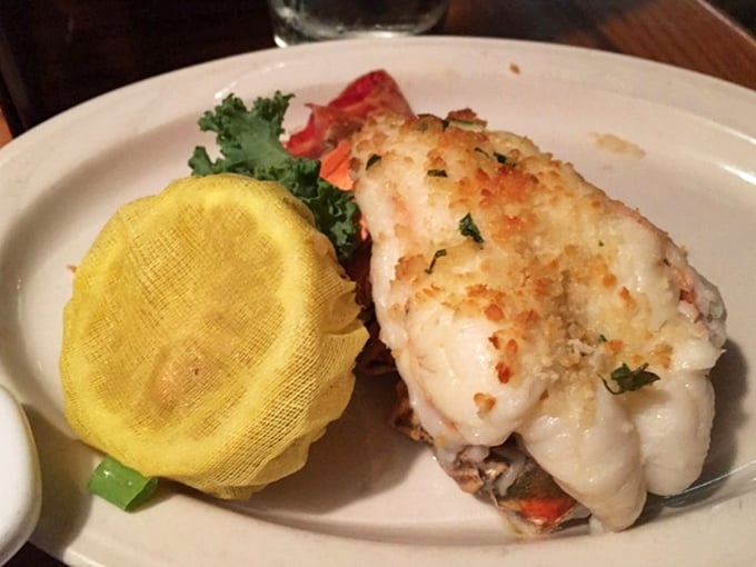 A perfectly broiled lobster tail that practically glows with buttery promise. Neptune himself would approve of this treasure from the deep.