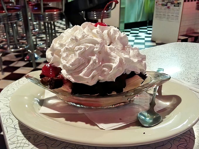 Whipped cream mountains with cherry summits&mdash;this brownie banana split has its own topography that demands to be explored one spoonful at a time.