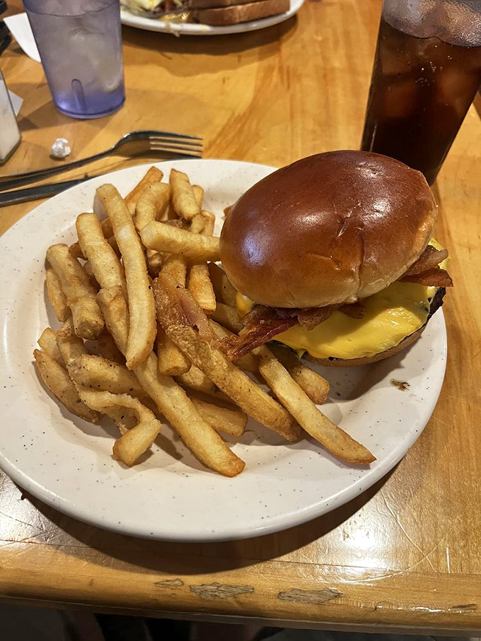 The Brunch Burger doesn't just break breakfast rules&mdash;it rewrites them with bacon, egg, and cheese atop a brioche bun that deserves its own fan club.