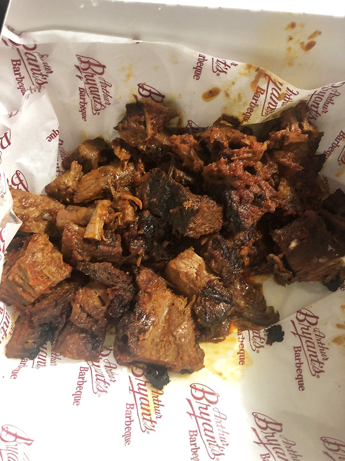 Burnt ends: the barbecue equivalent of striking gold. These caramelized nuggets of brisket point are Kansas City's gift to humanity.